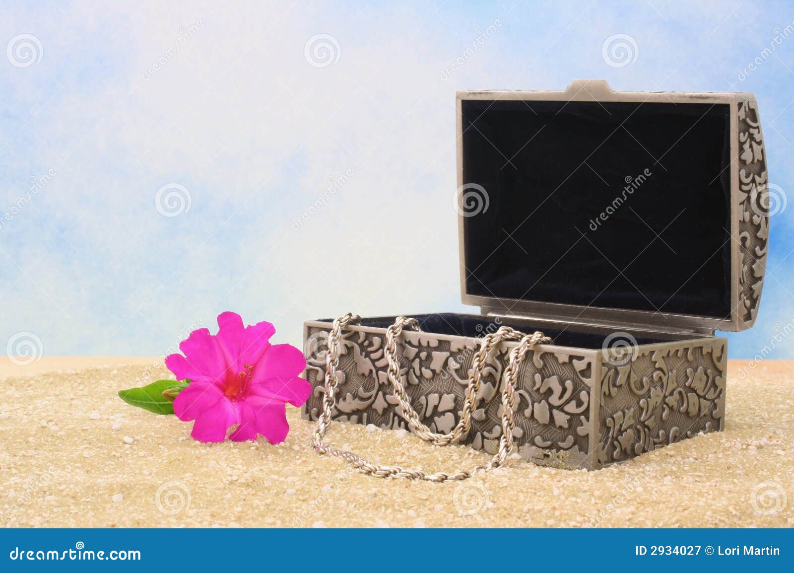 Jewelry Box on Sand stock image. Image of nature, necklace - 2934027