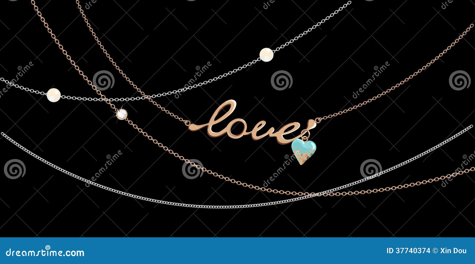 Jewelry chains - love stock illustration. Illustration of apparel ...