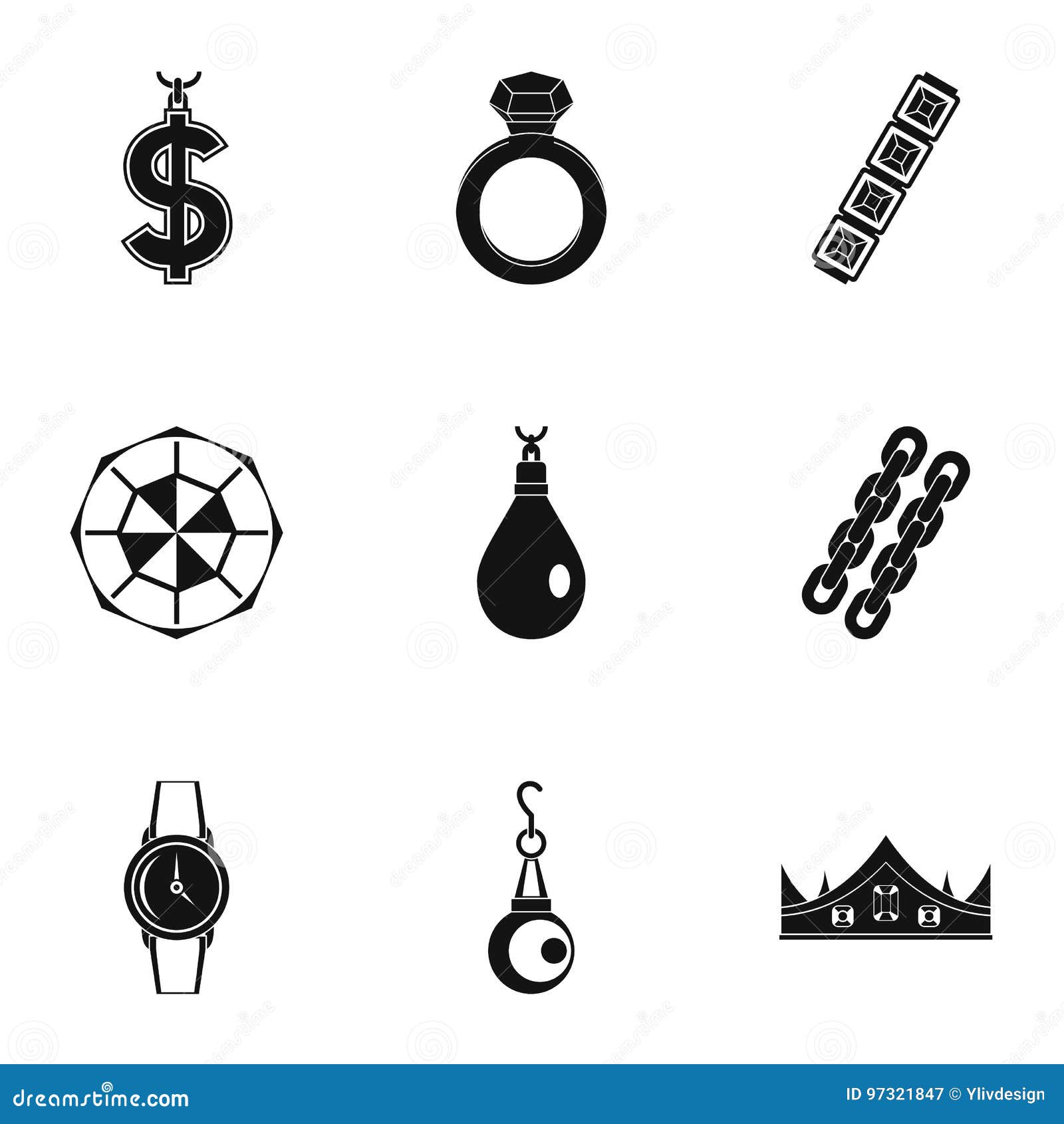 Jewelry Collection Icon Set, Simple Style Stock Vector - Illustration ...