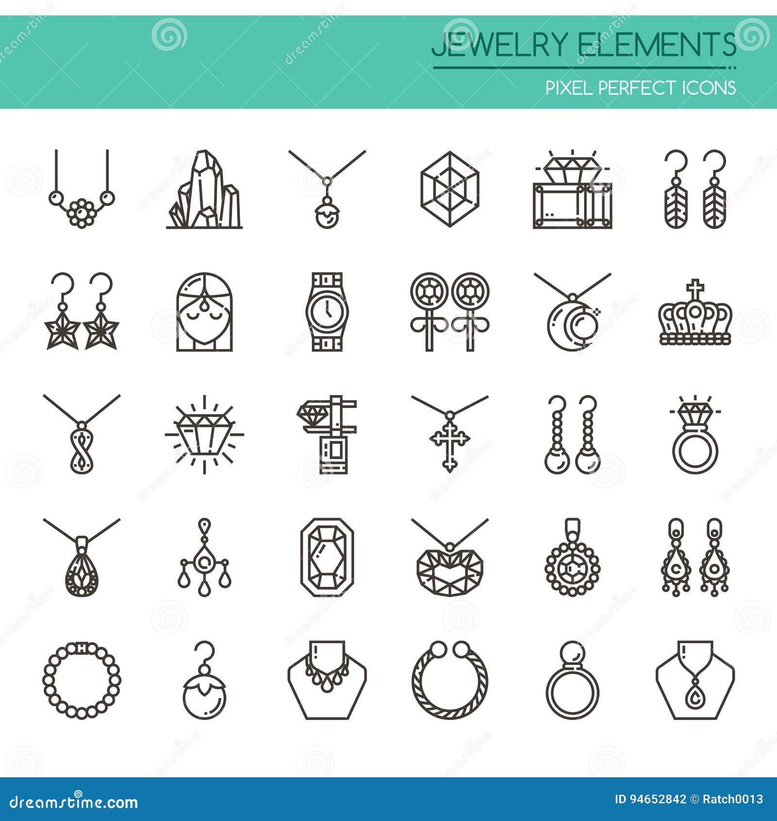 Jewelry Elements stock vector. Illustration of elegance - 94652842