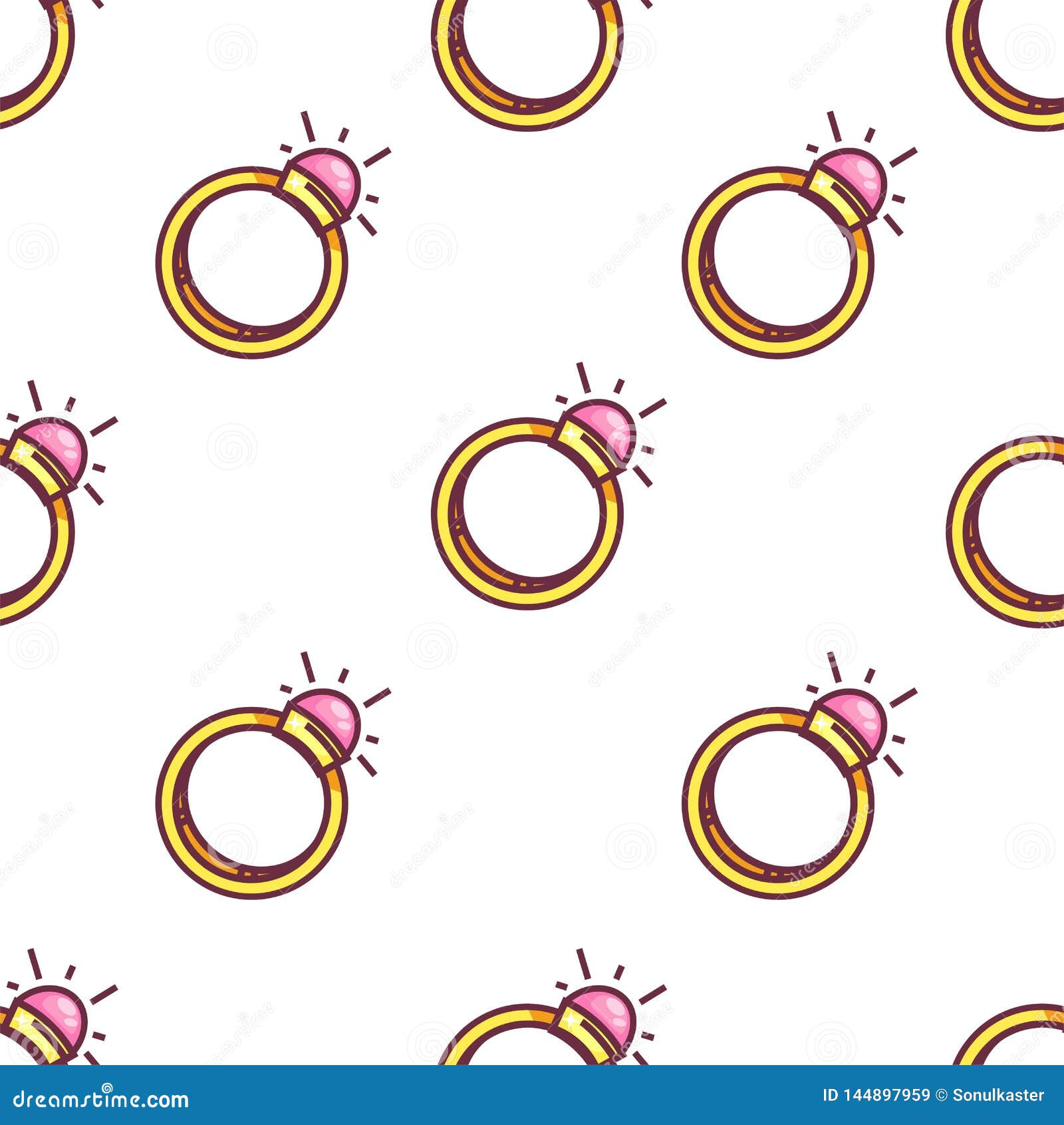 Jewelry Engagement Ring Seamless Pattern Gold Accessory Stock Vector ...