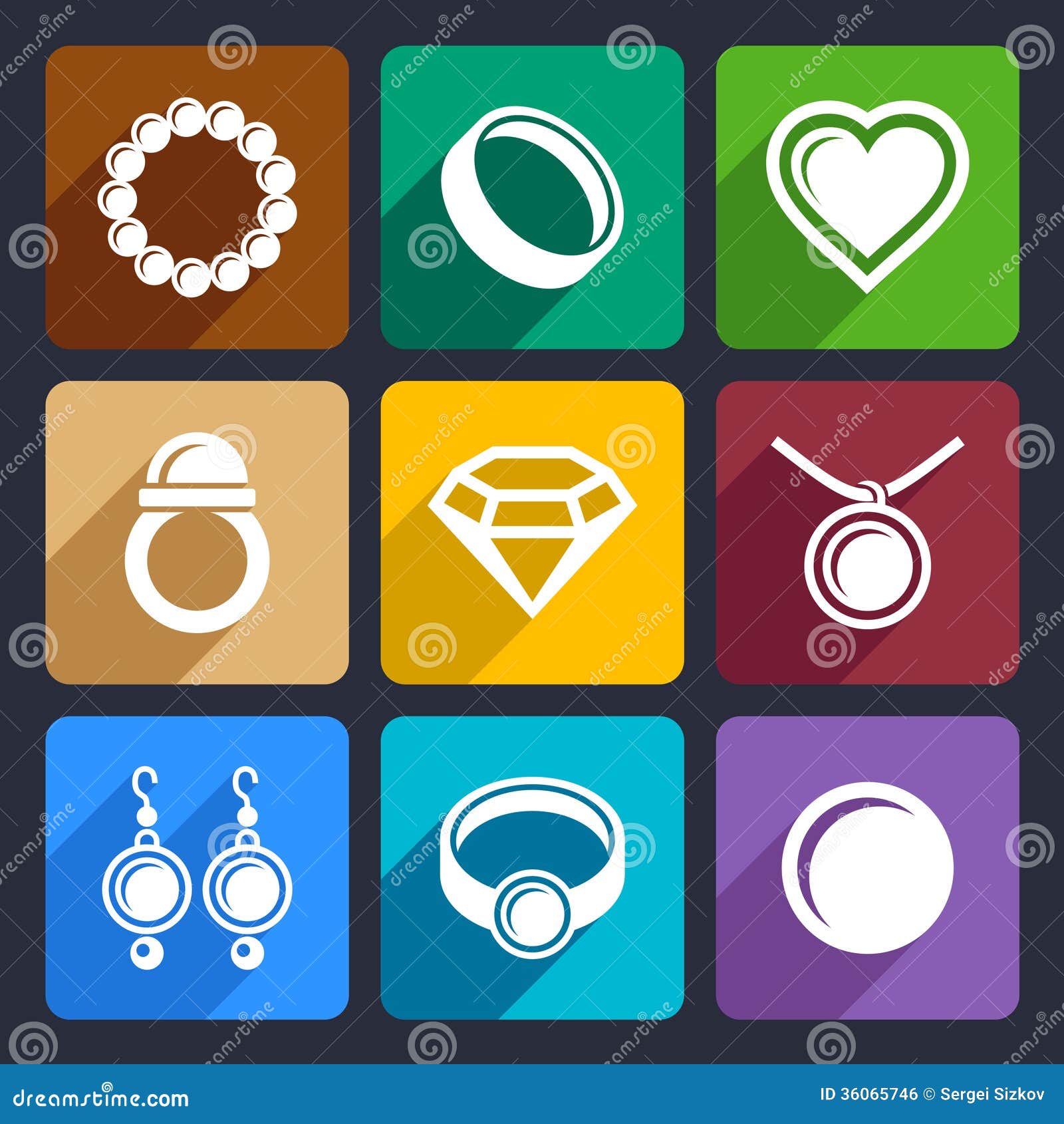 Jewelry flat Icons set 33 stock vector. Illustration of gift - 36065746