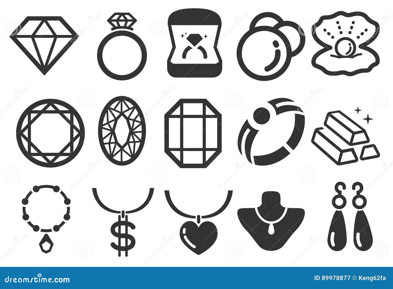 Jewelry icons stock vector. Illustration of necklace - 89978877