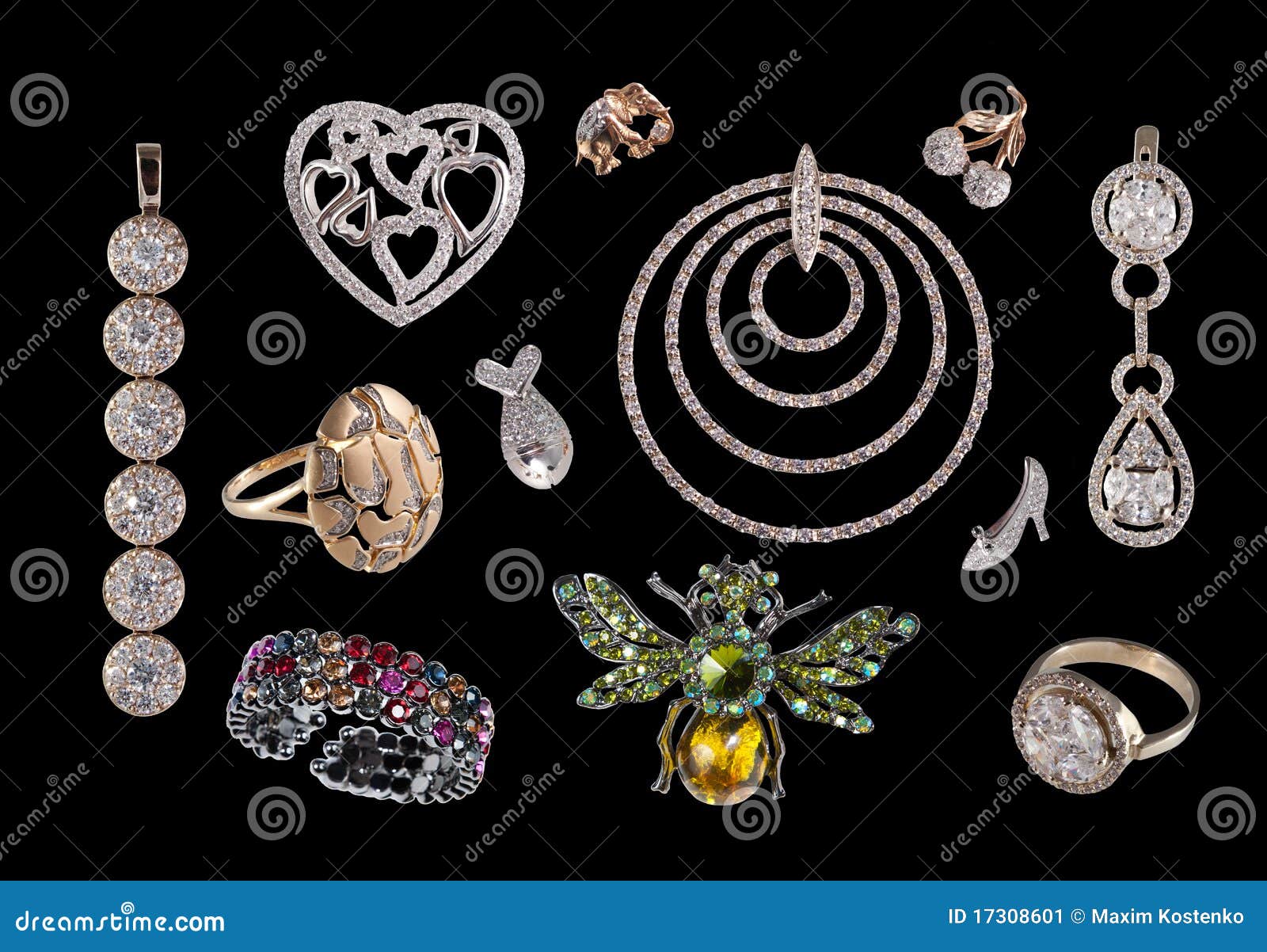 Jewelry isolated on black stock image. Image of diamonds - 17308601