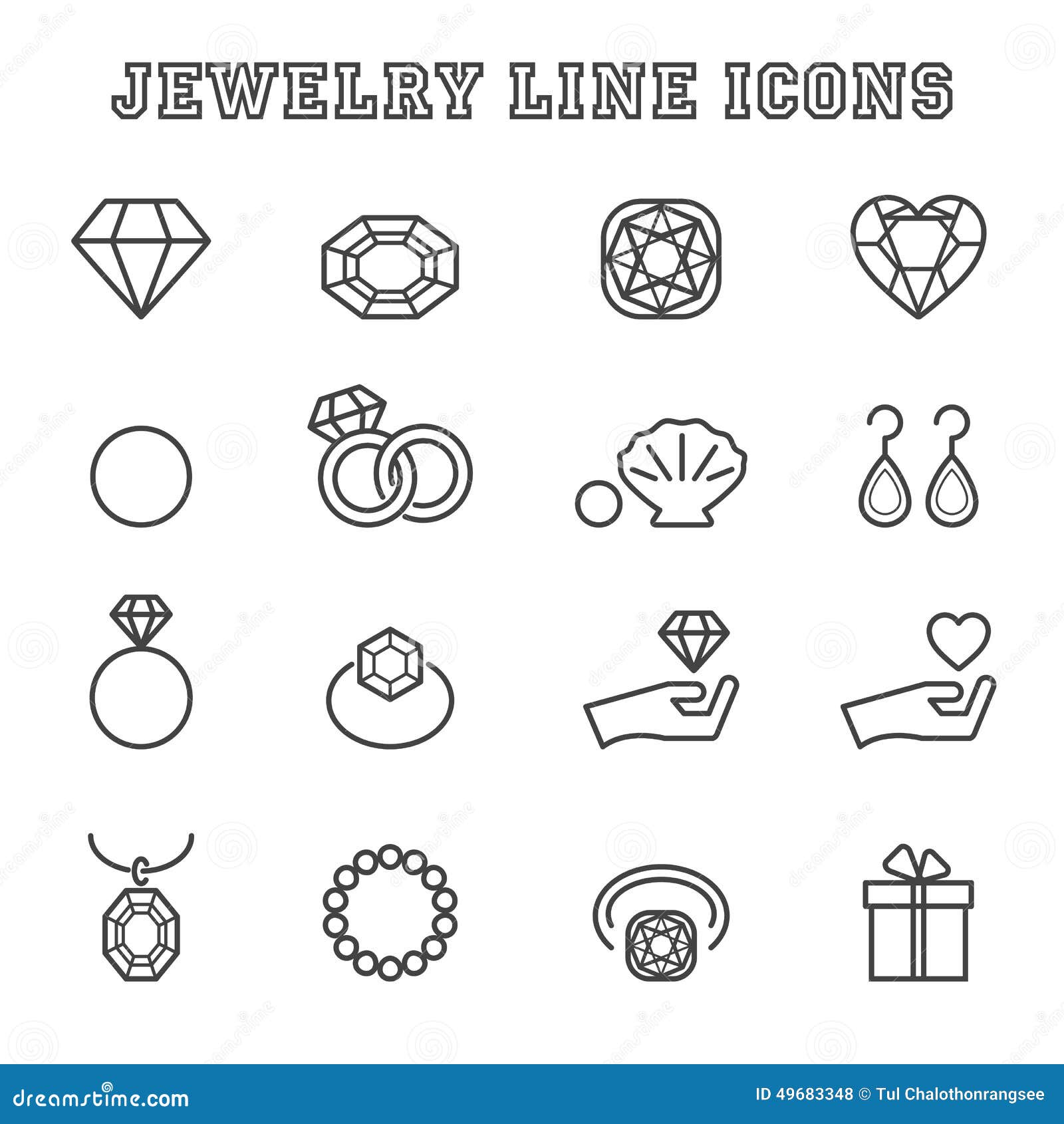 Jewelry line icons stock vector. Illustration of design - 49683348