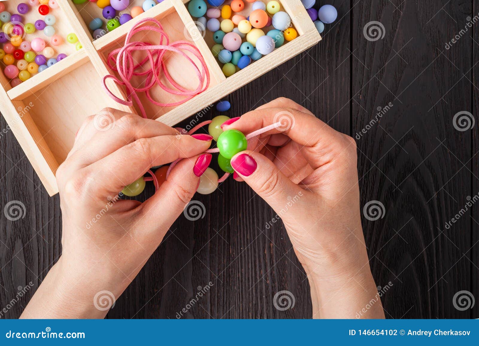 Jewelry Making and Beading Process.Colored Beads Stock Photo - Image of ...