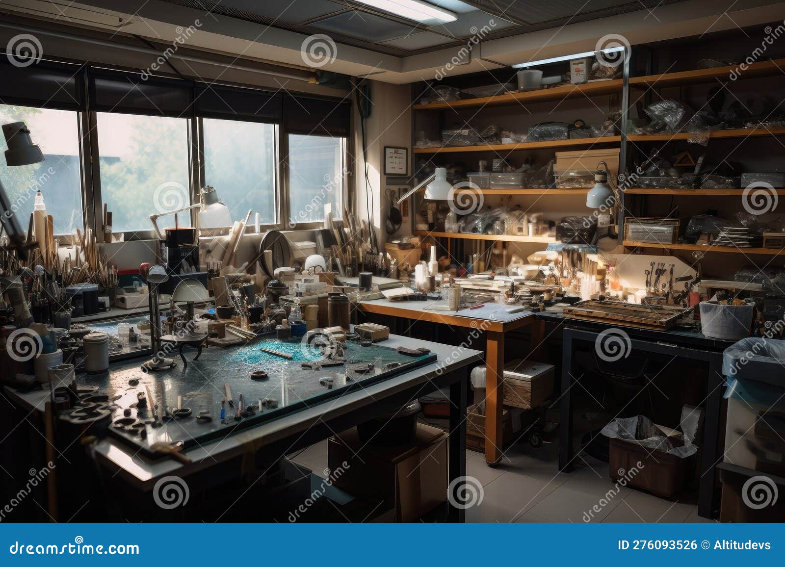 Jewelry-making Studio, with Tools of the Trade and Finished Jewelry on ...