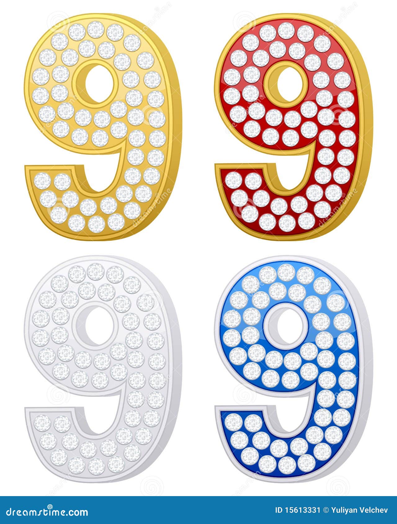 Jewelry number nine stock vector. Illustration of vector - 15613331