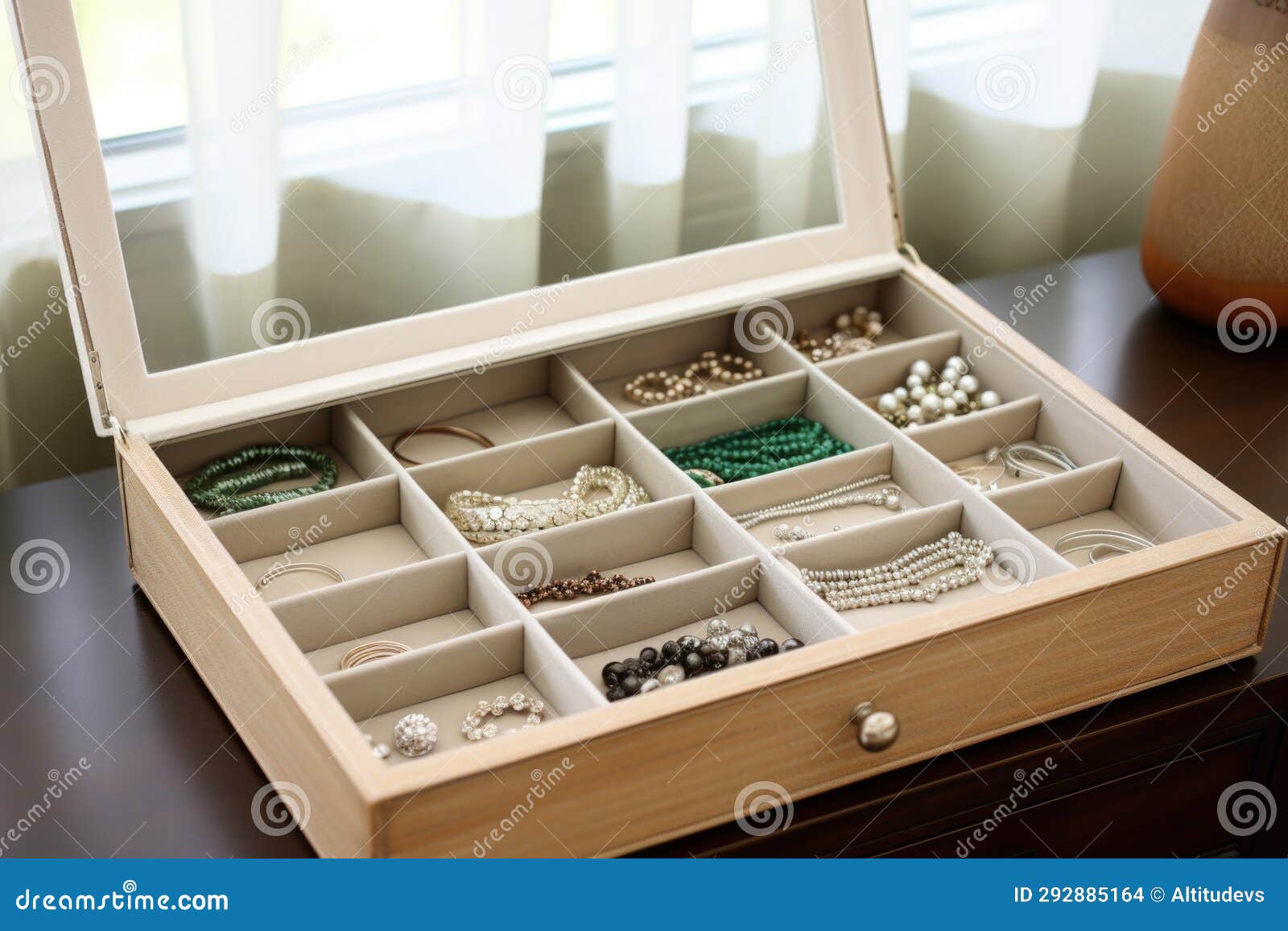 Jewelry Organizer Box Kept Open with Shimmery Gems Stock Photo - Image ...