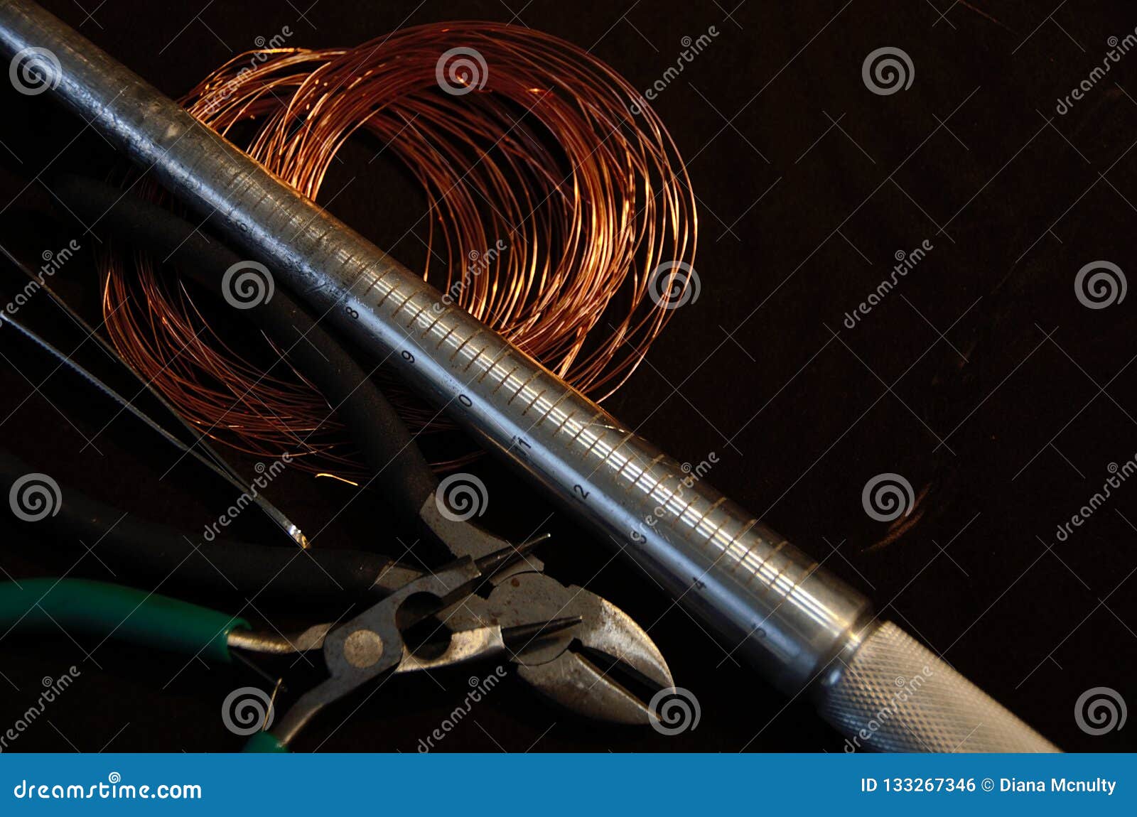 Jewelry Making Tools with Copper Wire Stock Photo - Image of crafts ...