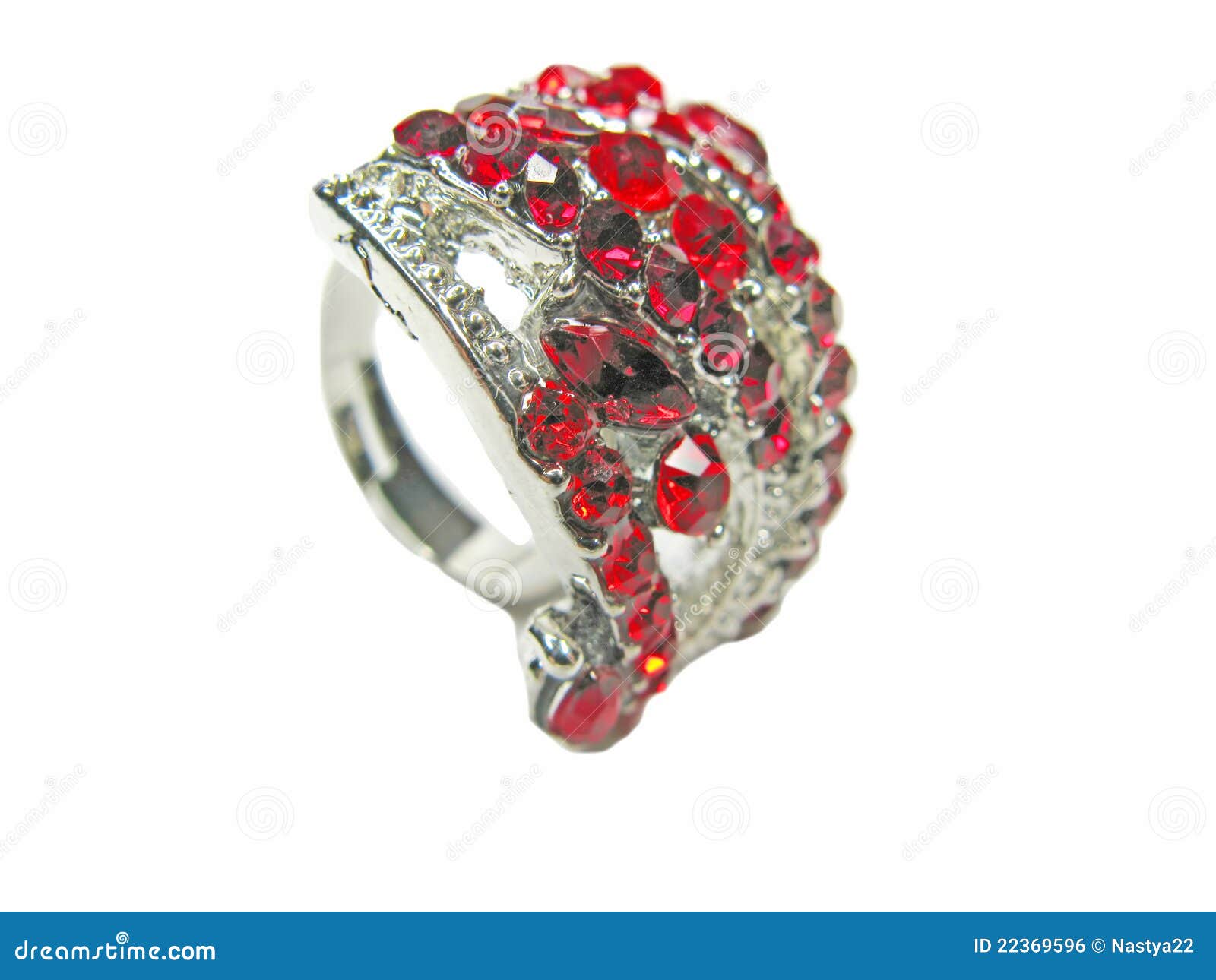 Jewelry Ring with Bright Red Crystals Stock Photo - Image of chain ...
