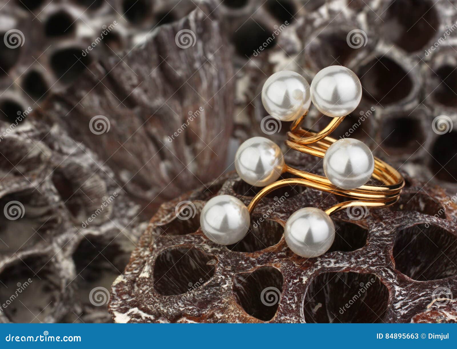 Jewelry Ring with Pearls on Abstract Macro Background Stock Image ...