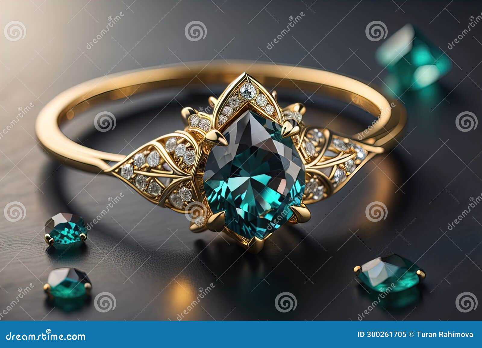 Jewelry Ring with Precious Stones. Jewelry Background Stock Image ...