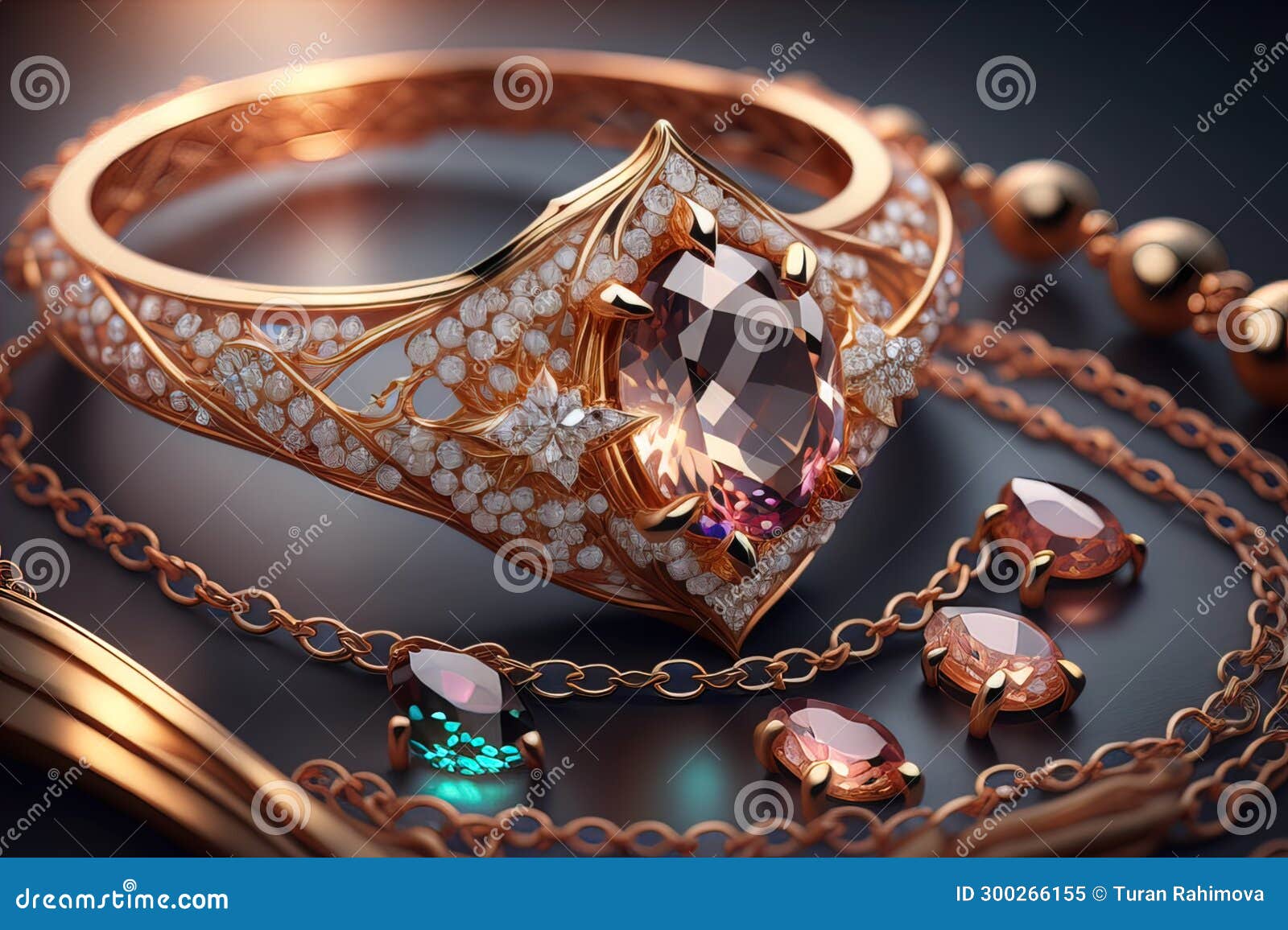 Jewelry Ring with Precious Stones. Jewelry Background Stock Image ...