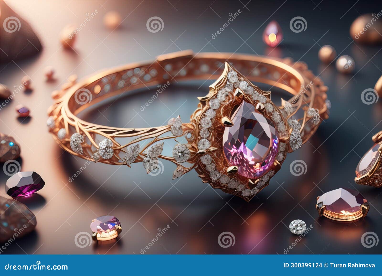 Jewelry Ring with Precious Stones. Jewelry Background Stock Photo ...