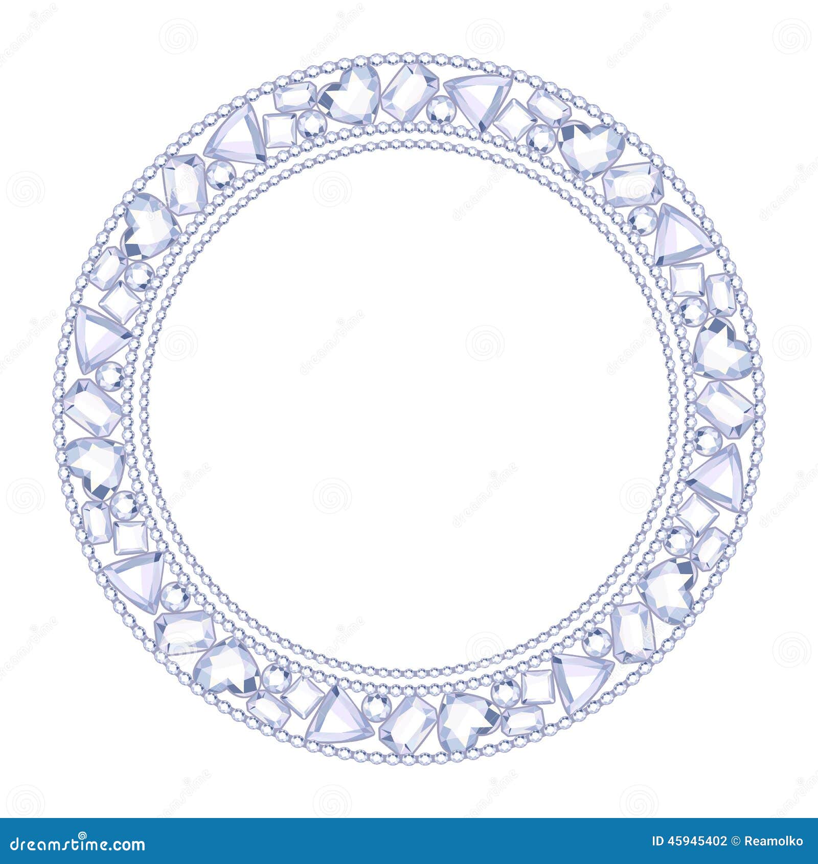Jewelry Round Frame with Gemstones. Stock Vector - Illustration of ...
