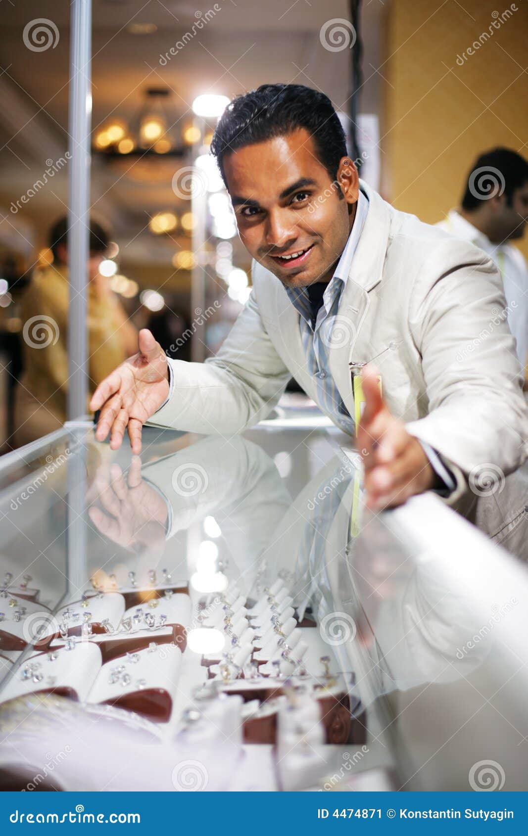 Jewelry seller stock image. Image of expensive, glass - 4474871