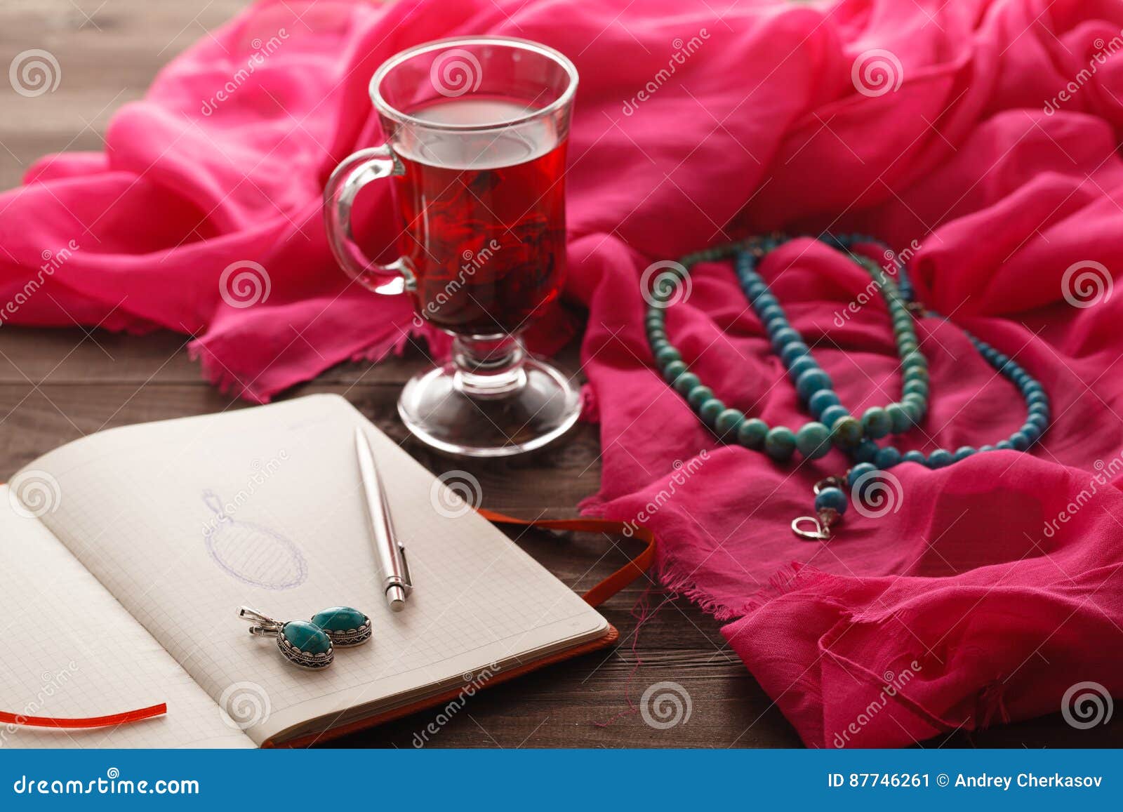 Jewelry sketch in notepad stock image. Image of design - 87746261