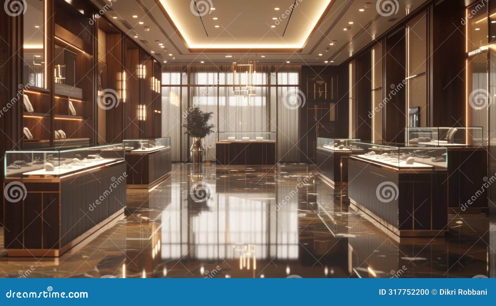 Jewelry Store Interior. Interior of a Large Jewelry Store with Jewelry ...