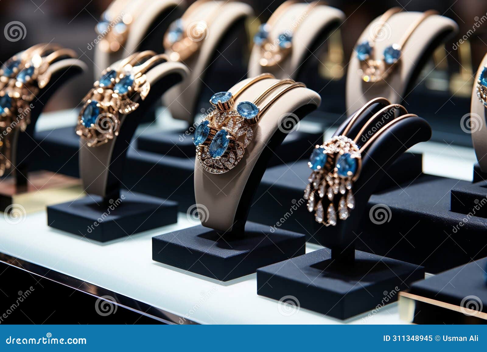Jewelry Store Presentation of Custom Rings. AI Stock Image - Image of ...