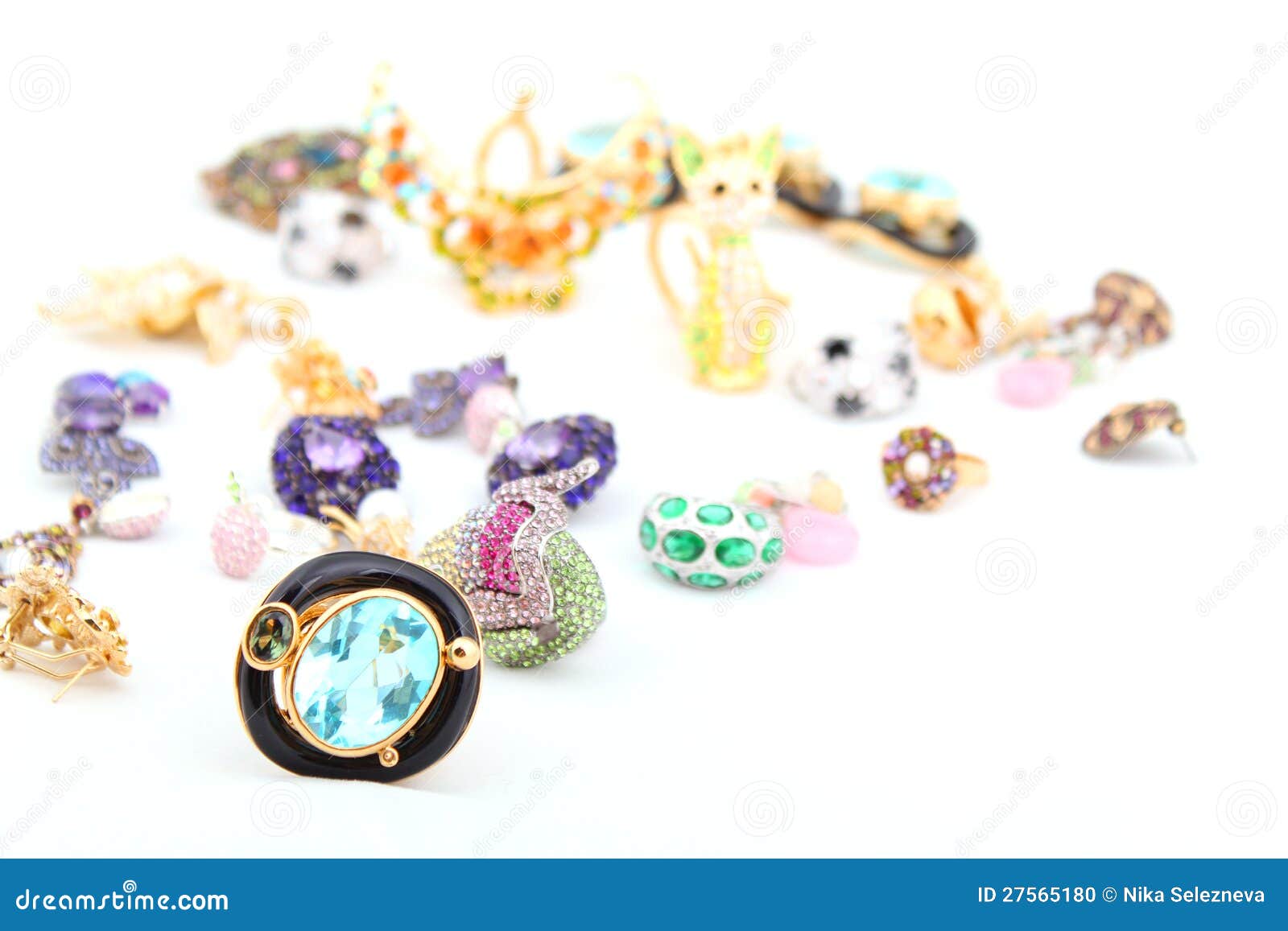 Jewelry on White Background Stock Photo - Image of bijouterie, chainlet ...