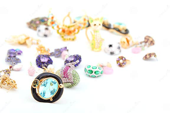 Jewelry on White Background Stock Photo - Image of bijouterie, chainlet ...