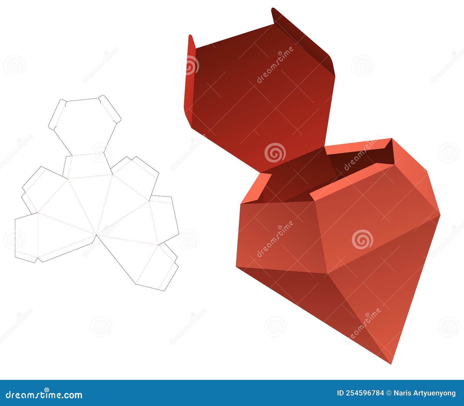 Jewely Shaped Box Die Cut Template and 3D Mockup Stock Vector ...