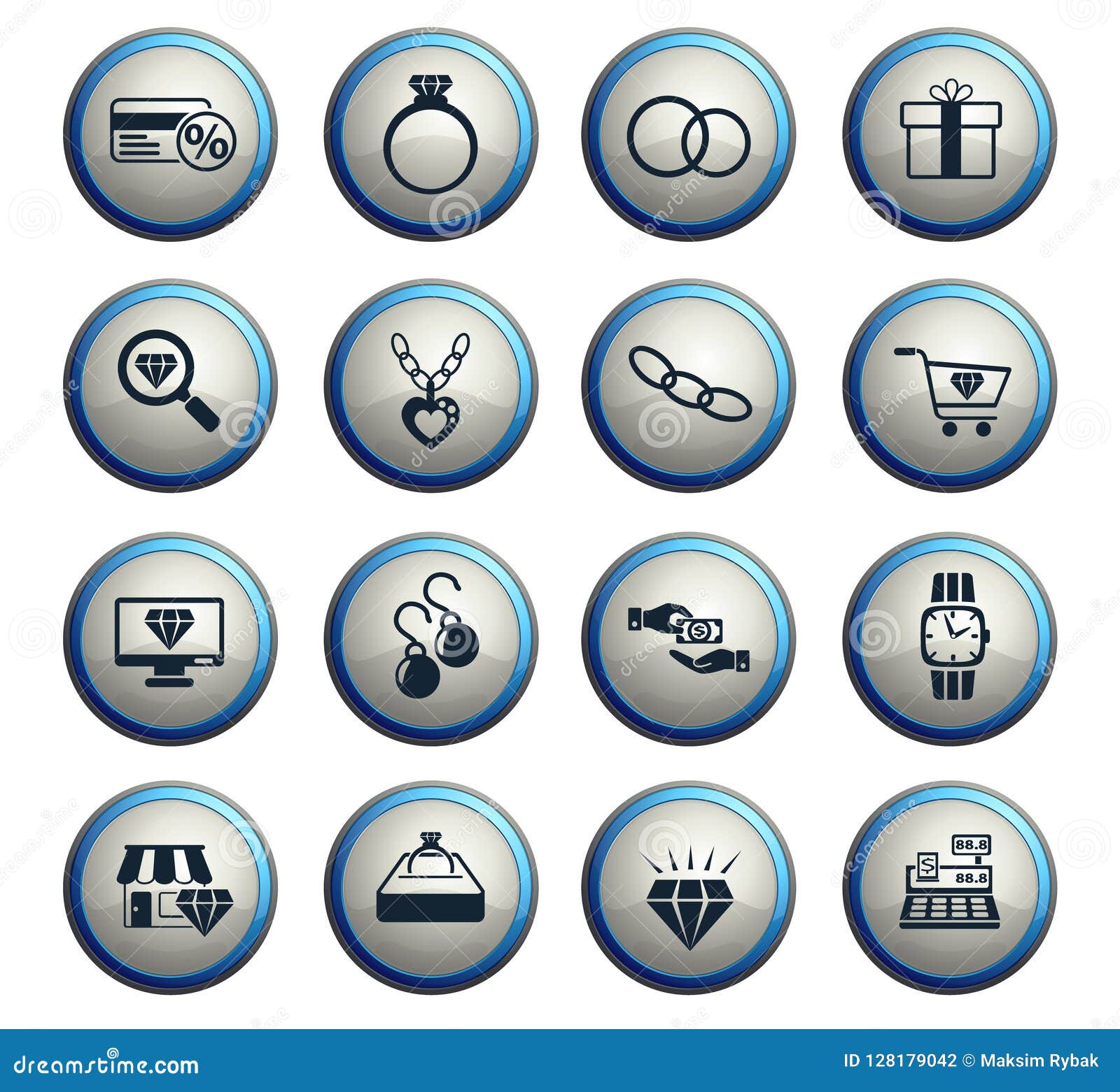 Jewerly store icon set stock illustration. Illustration of jewerly ...