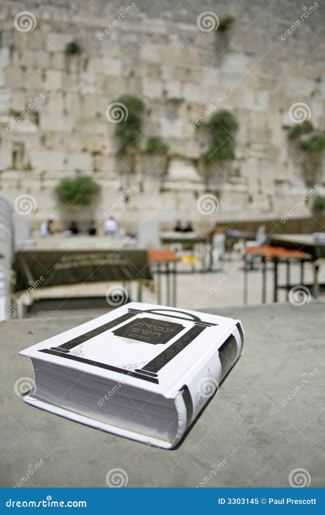 Jewish Bible On Table, Wailing Western Wall, Jerusalem, Israel. Book Of ...