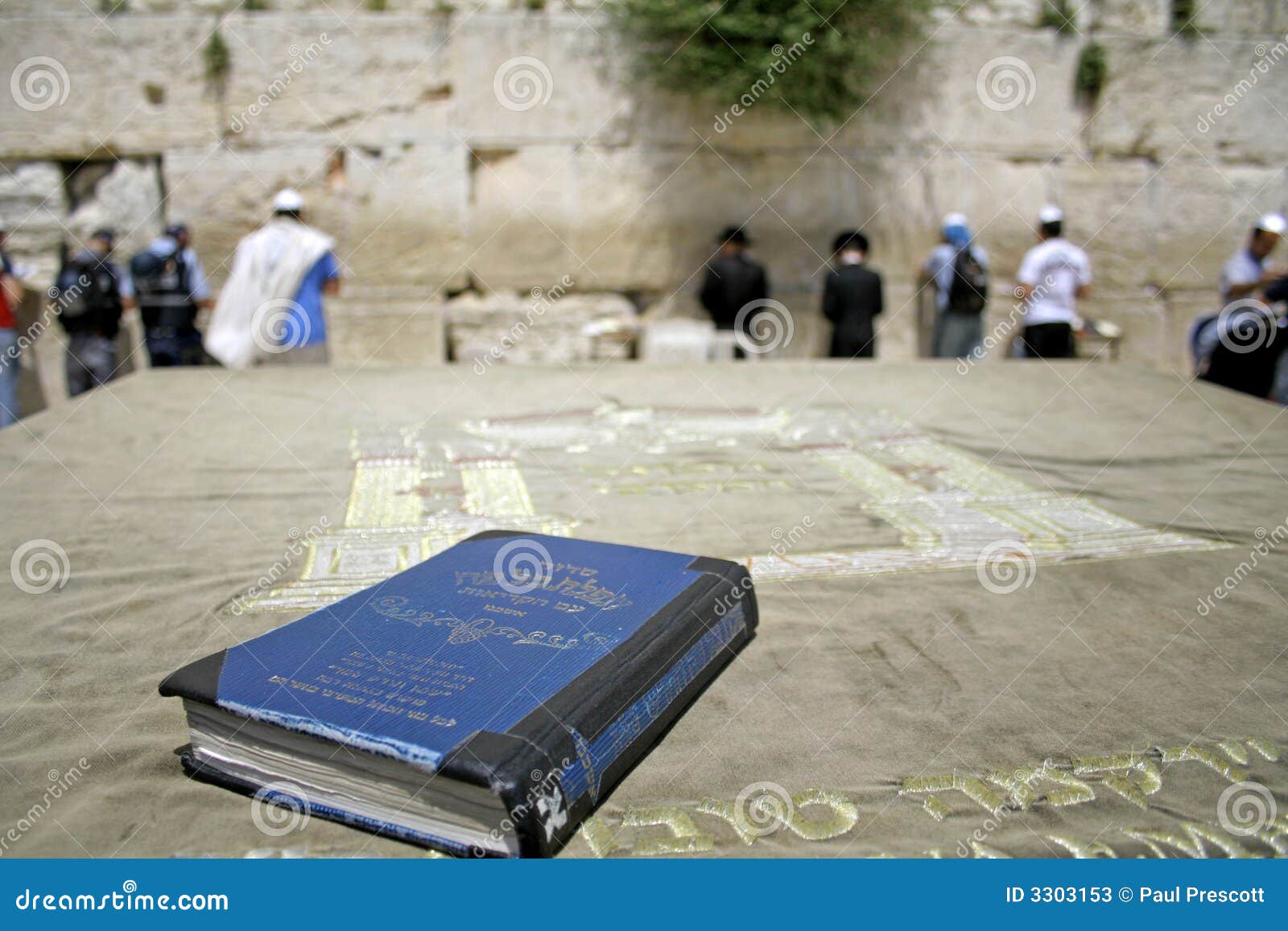 Jewish Bible On Table, Wailing Western Wall, Jerusalem, Israel. Book Of ...
