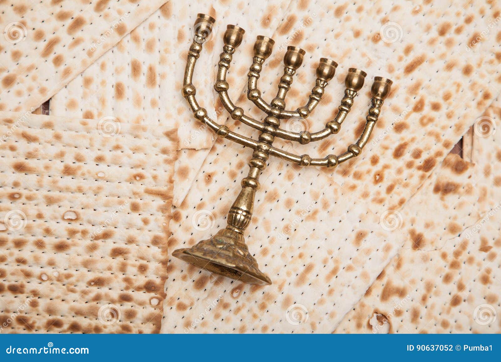 Jewish Bread - Matza with Candlestick - Menorah Stock Photo - Image of ...