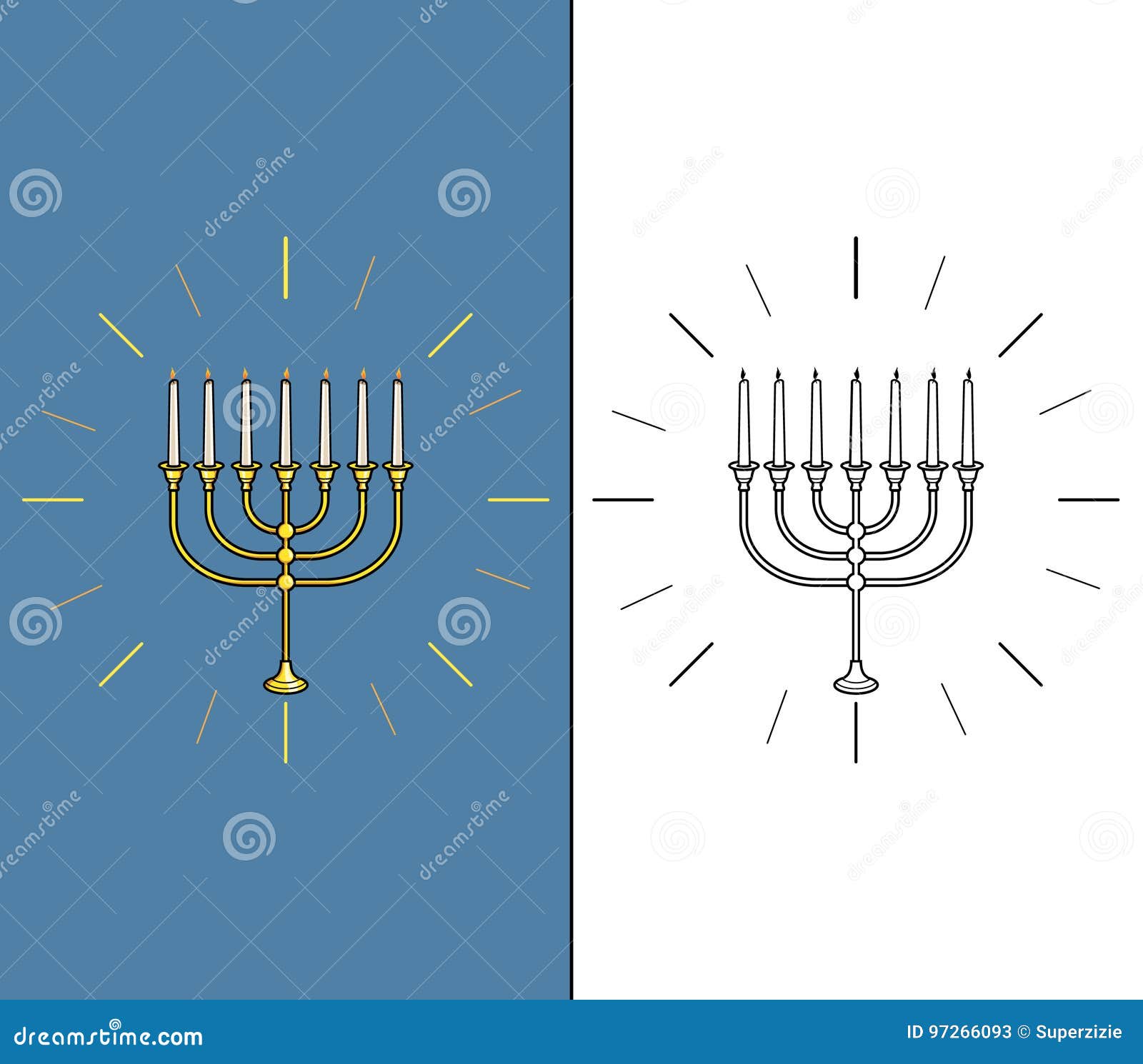 Jewish Candle Stick stock vector. Illustration of traditional - 97266093