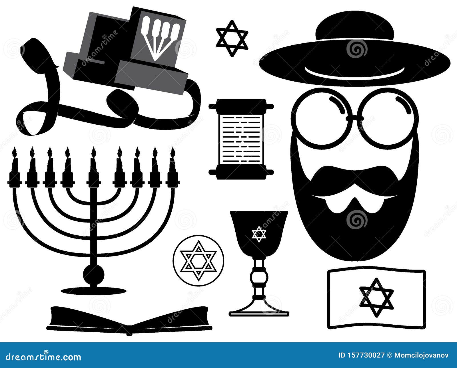 Jewish Celebratory Praying Items Stock Vector - Illustration of aviv ...
