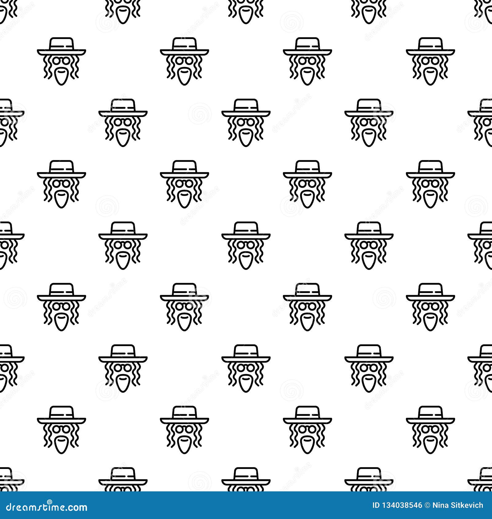 Jewish Man Face Pattern Seamless Vector Stock Vector - Illustration of ...