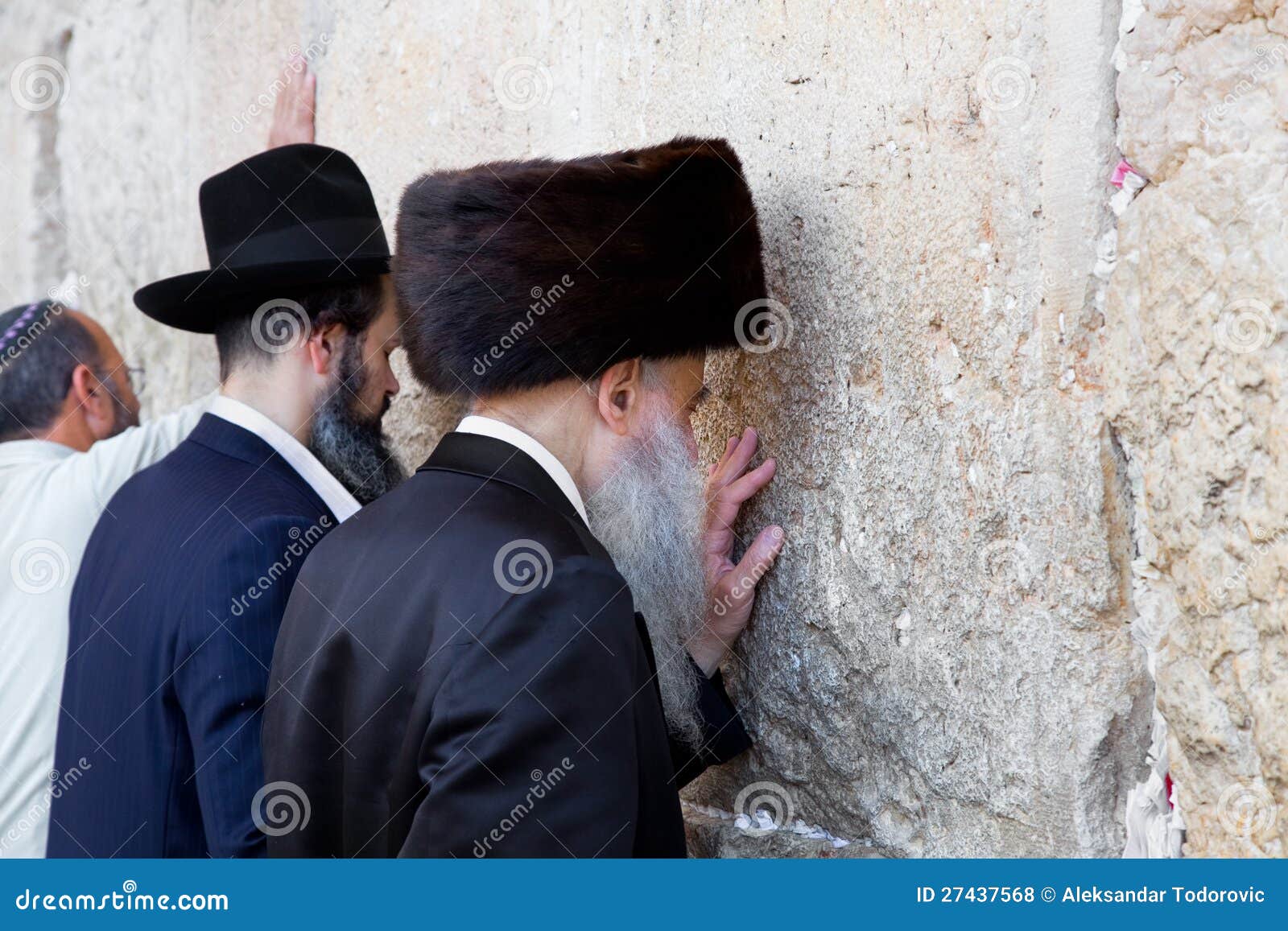 Jewish Men Praying At The Sacred Wailing Wall, Western Wall, Jerusalem ...