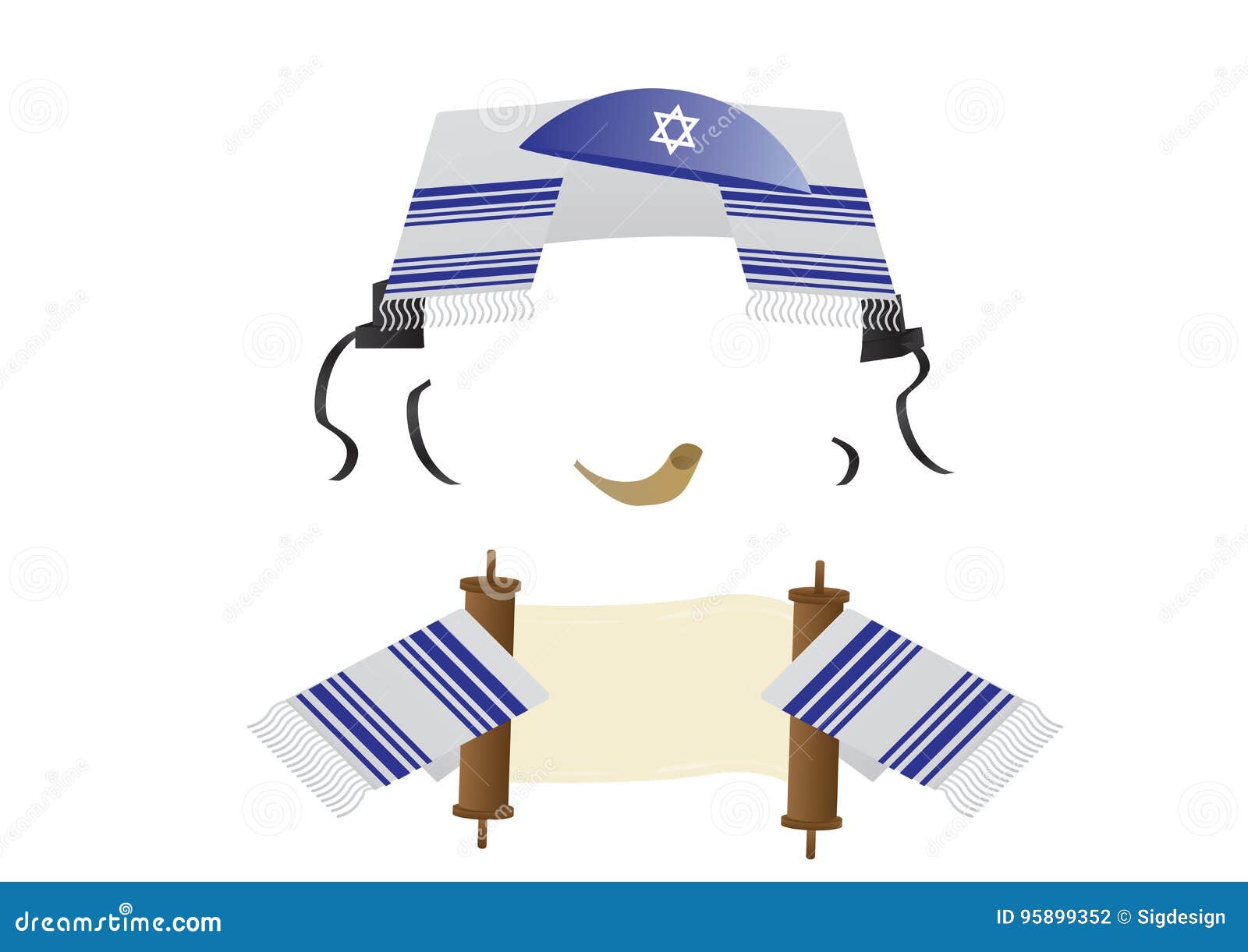 Jewish Characters Round Icons Isolated On White Background. Senior And ...