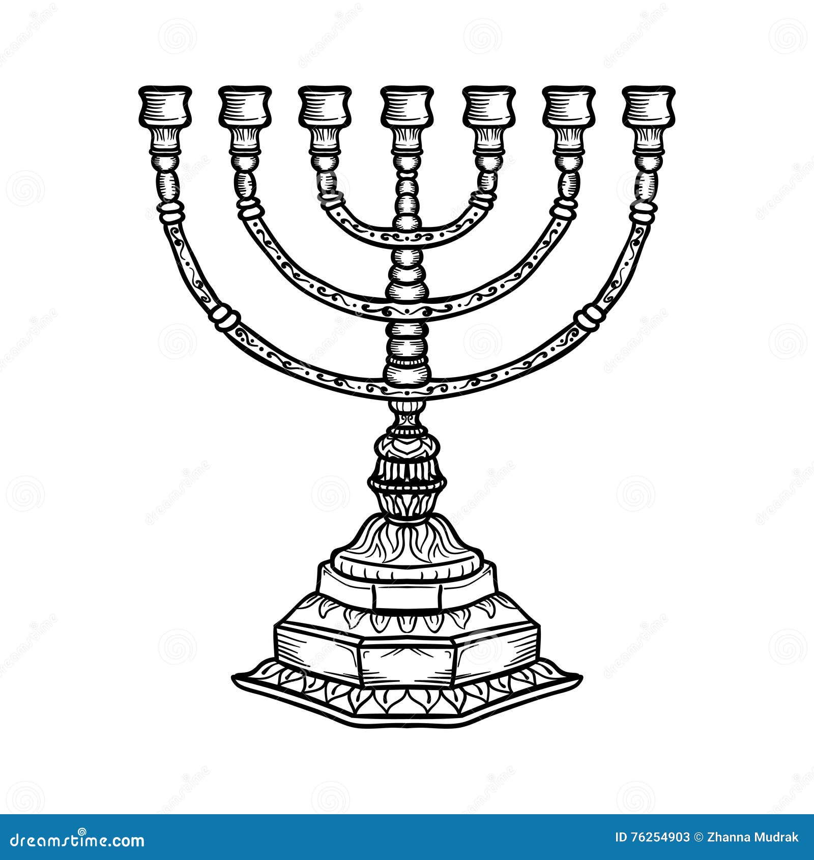 Jewish Religious Symbol Menorah on White Background Stock Vector ...