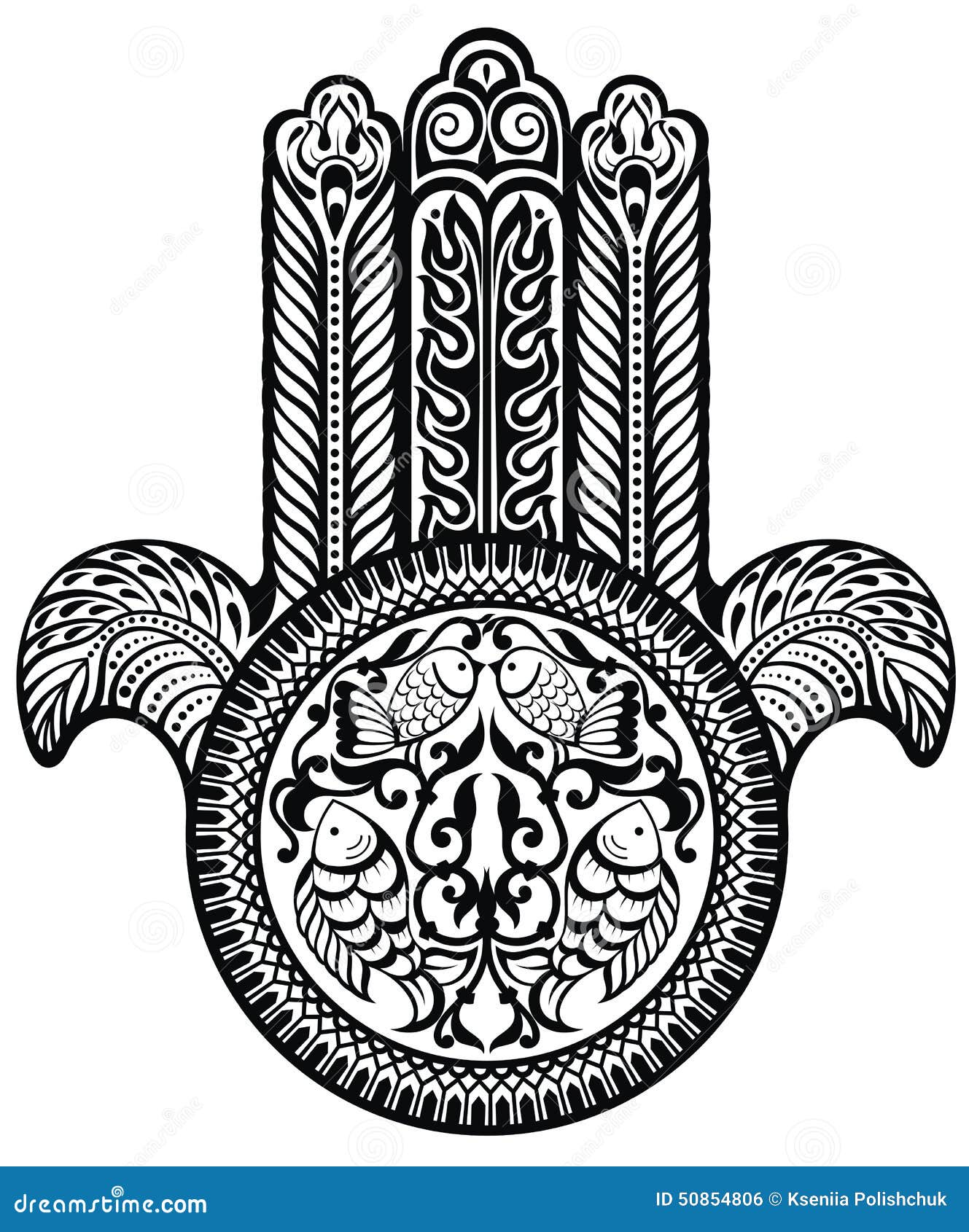 Jewish Sacred Amulet And Religious Symbol, Palm Of David Vector ...