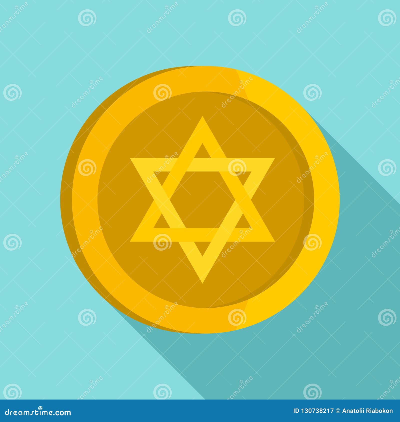 Jewish Star Coin Icon, Flat Style Stock Vector - Illustration of black ...