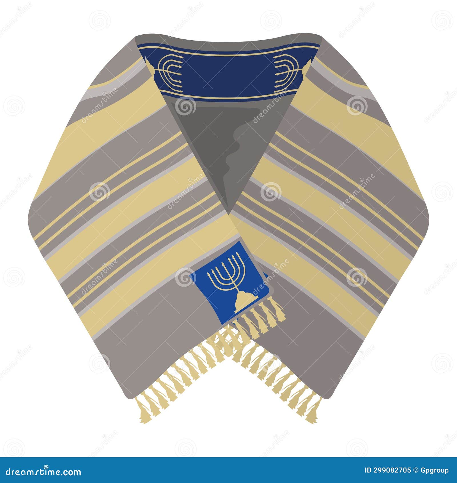 Jewish Tallit with Menorah Decoration Stock Illustration - Illustration ...