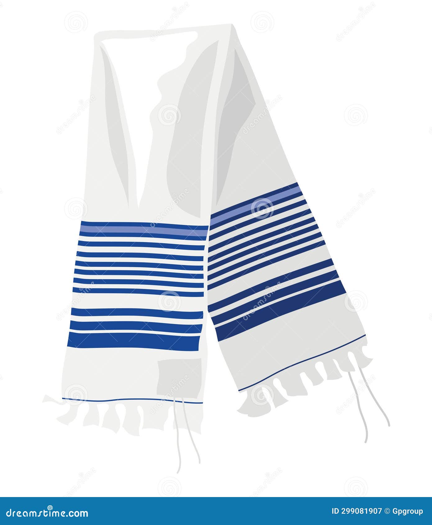 Jewish Tallit of White and Blue Color Stock Illustration - Illustration ...