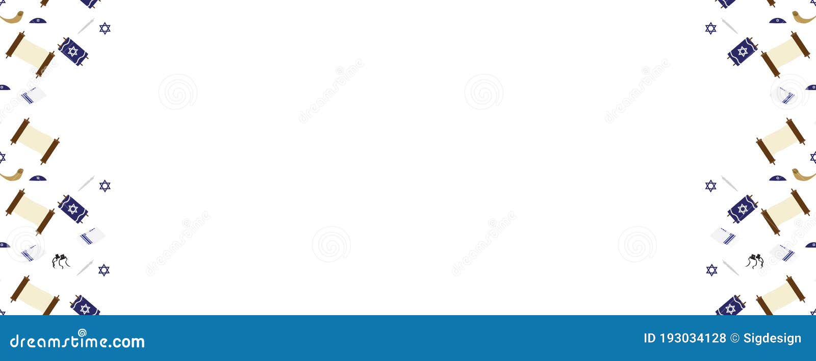 Jewish Elements Border - Torah Scroll, Torah Hand, Tallit, Star Of ...