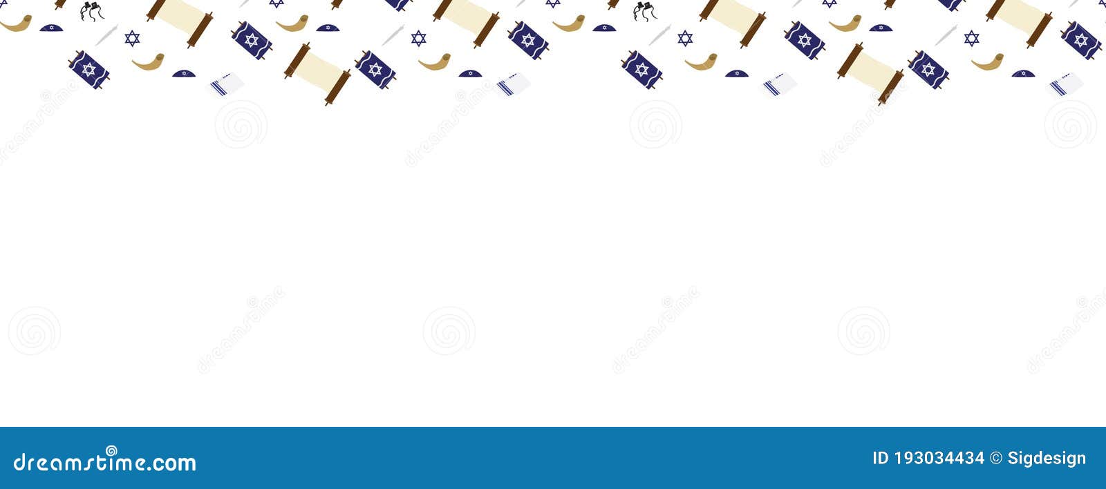 Jewish Elements Border - Torah Scroll, Torah Hand, Tallit, Star of ...