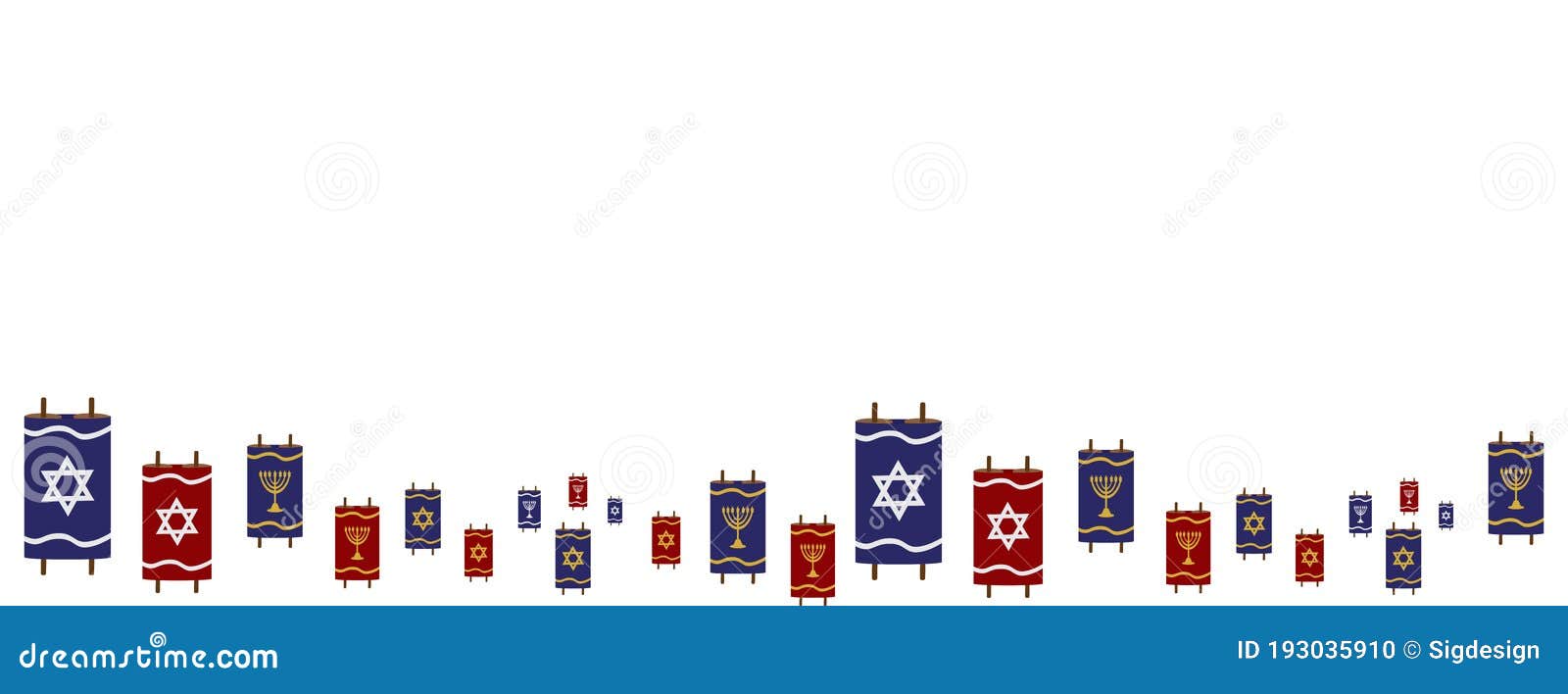 Red Blue Torah Scrolls Border Stock Vector - Illustration of jerusalem ...