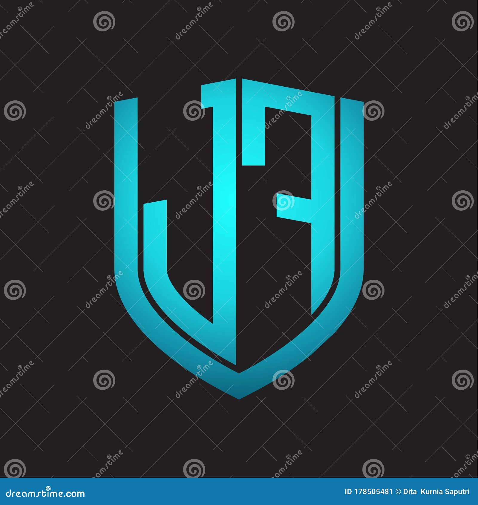 JF Logo Monogram with Emblem Shield Design Isolated with Blue Colors on ...