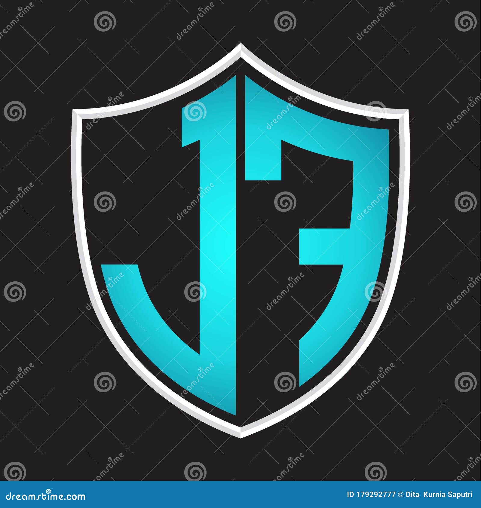 JF Logo Monogram with Shield Shape Isolated Blue Colors on Outline ...