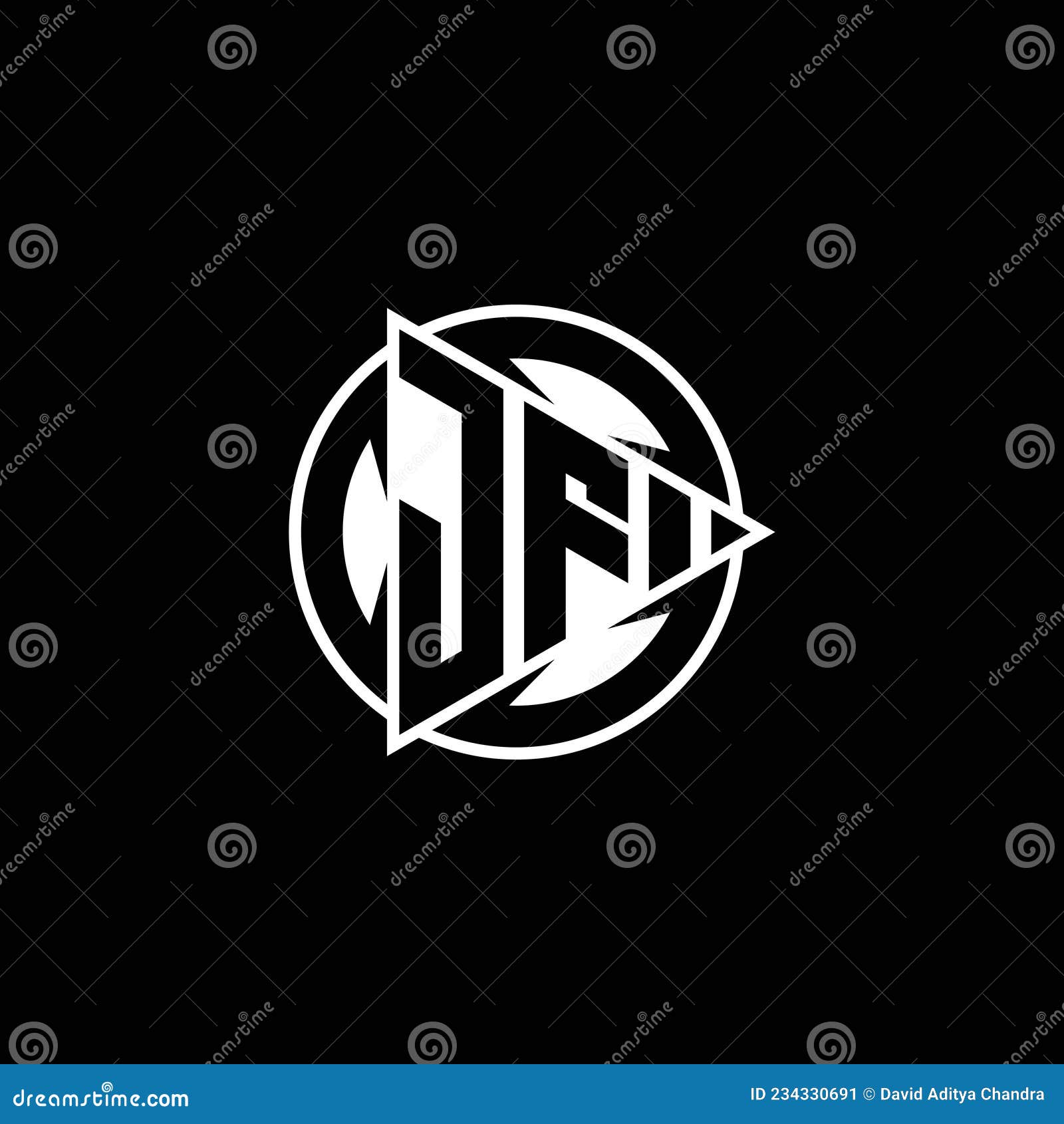 JF Logo Monogram Triangle Play Shape Circle Rounded Stock Vector ...