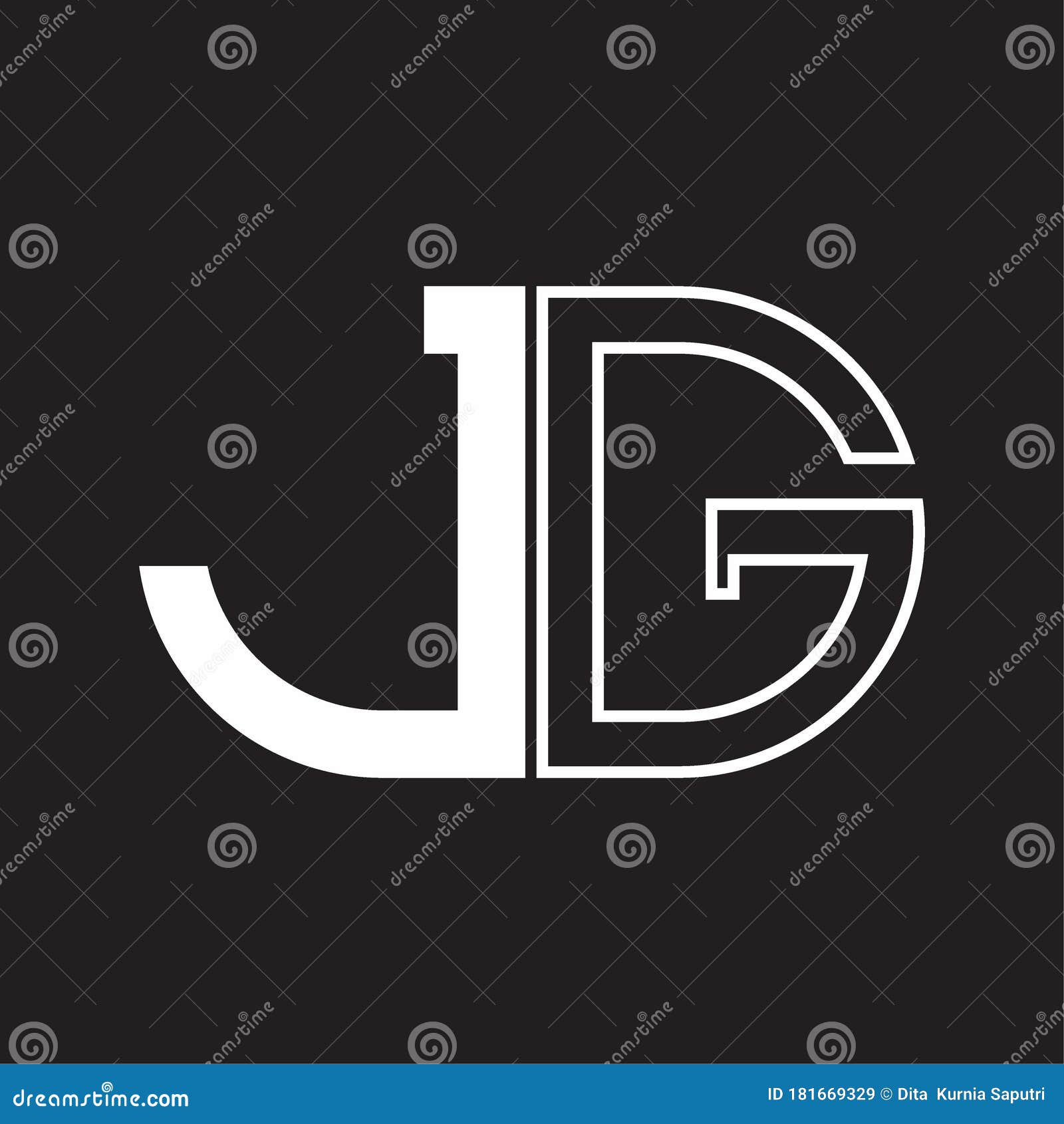 JG Letter Logo Monogram with Oval Shape Negative Space Design Template ...