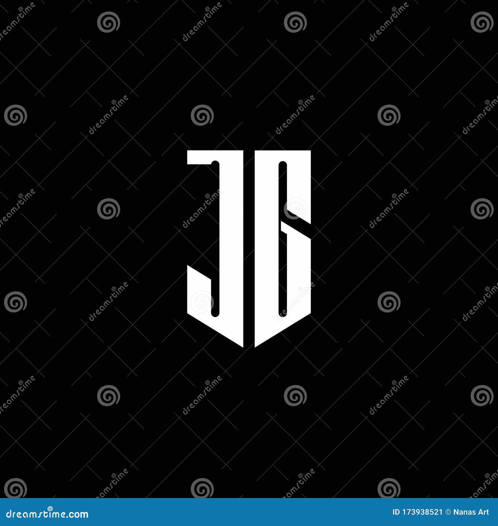 JG Logo Monogram with Emblem Style Isolated on Black Background Stock ...