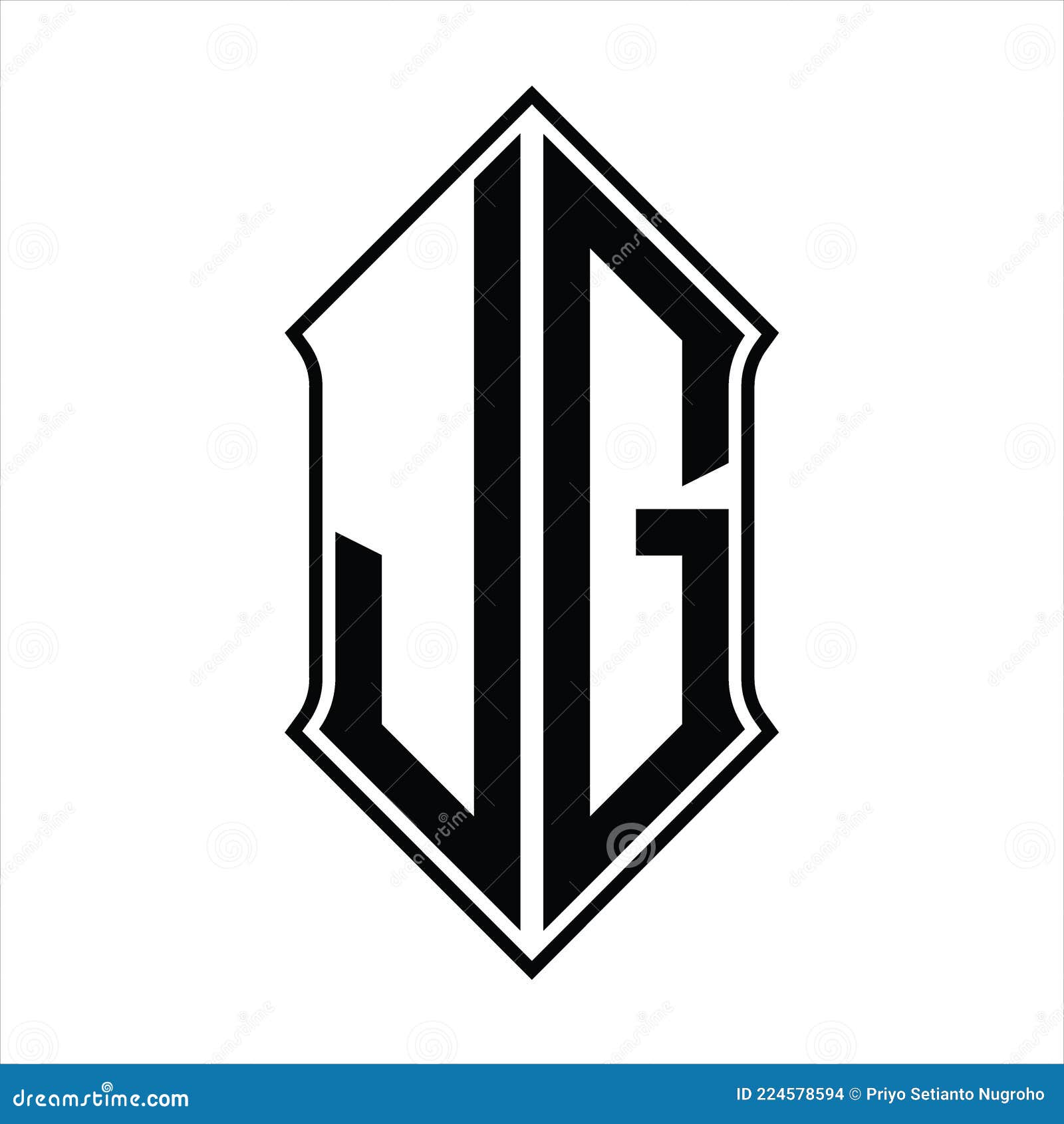 JG Logo Monogram with Shieldshape and Outline Design Template Vector ...